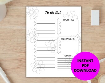 Minimalist To-do List Printable | Daily Productivity Checklist | Simple ...