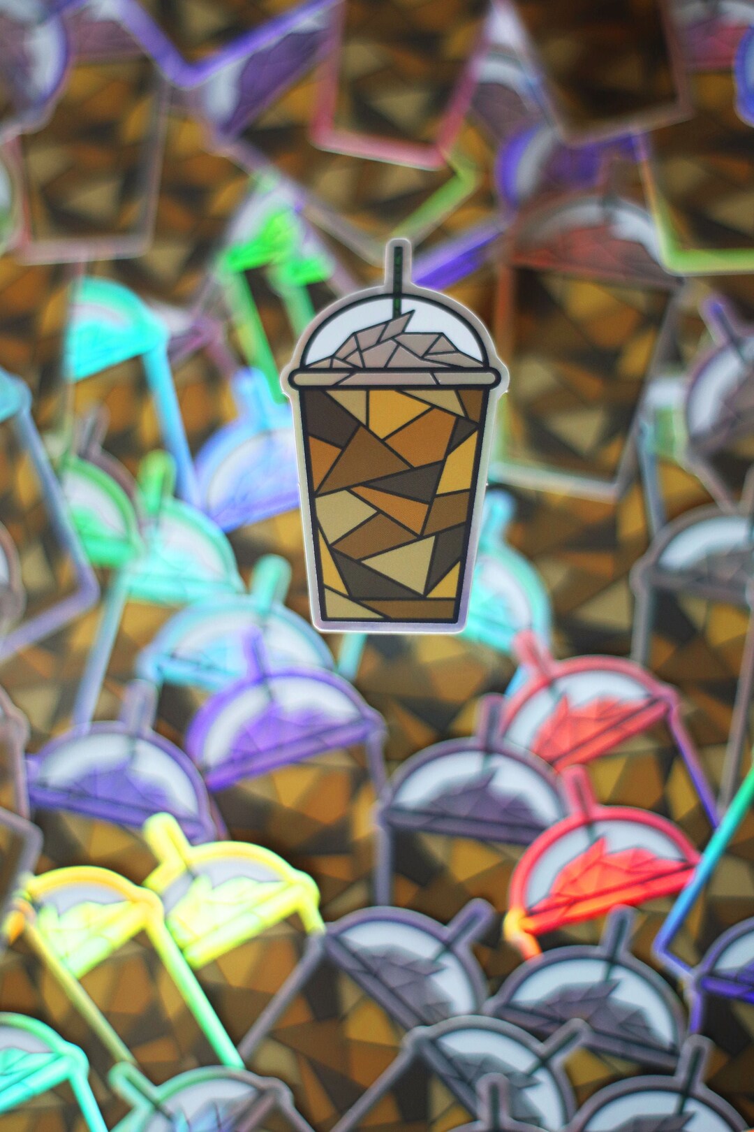 Frappuccino Coffee Sticker, Holographic Water Resistant Decal for Water ...