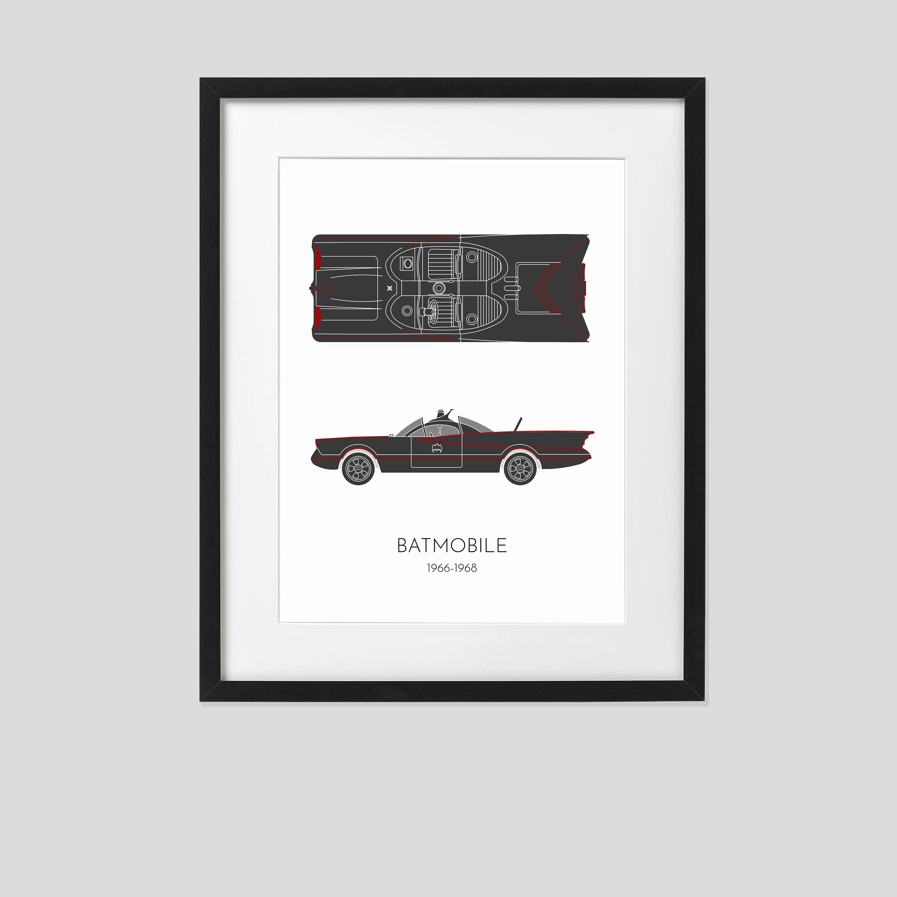 Batman 1960s Batmobile Minimalist Print - Etsy UK