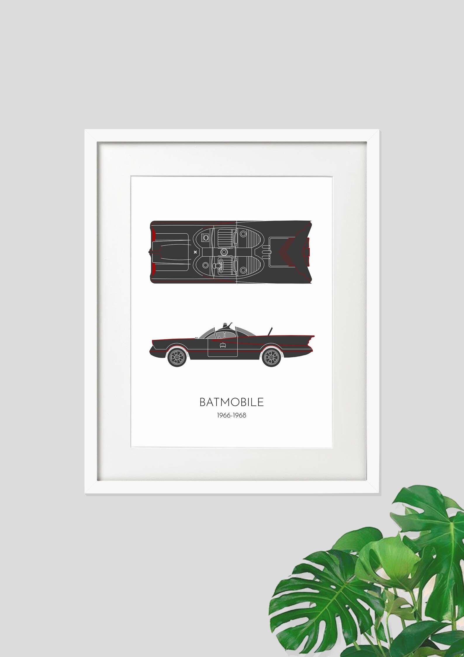 Batman 1960s Batmobile Minimalist Print - Etsy UK