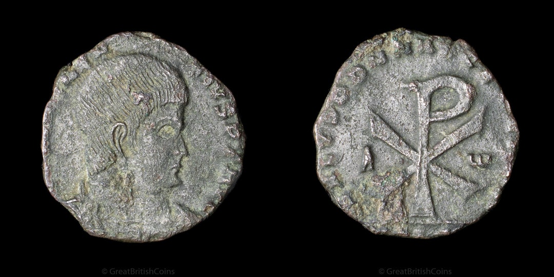 Roman Coin of Magnentius CHI-RHO Christogram Minted 350-353 AD, Ancient ...
