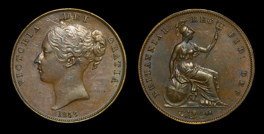 Old Victorian Coin Made in 1858 Queen Victoria Large Copper Penny - Etsy