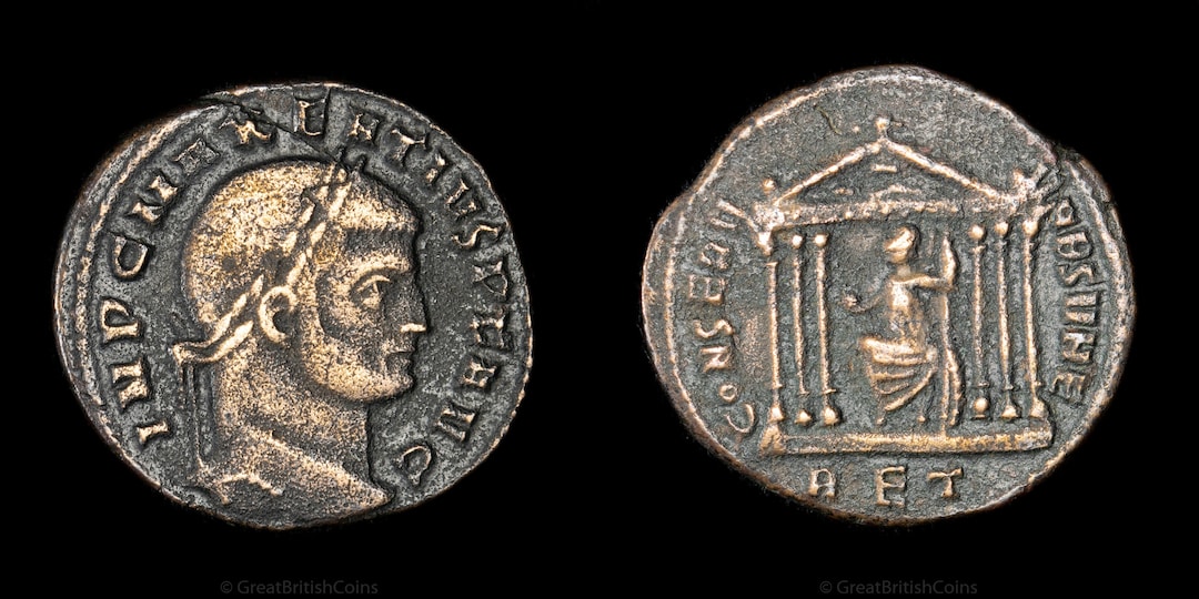 Roman Coin of Emperor Maxentius, AE Follis Minted in Rome 310 - 311 AD ...