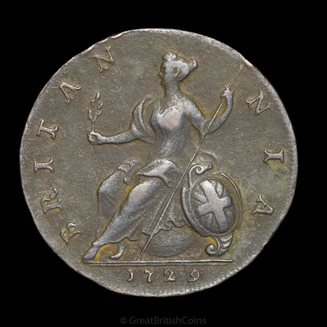 King George II Copper Half Penny Coin 1729 | Etsy