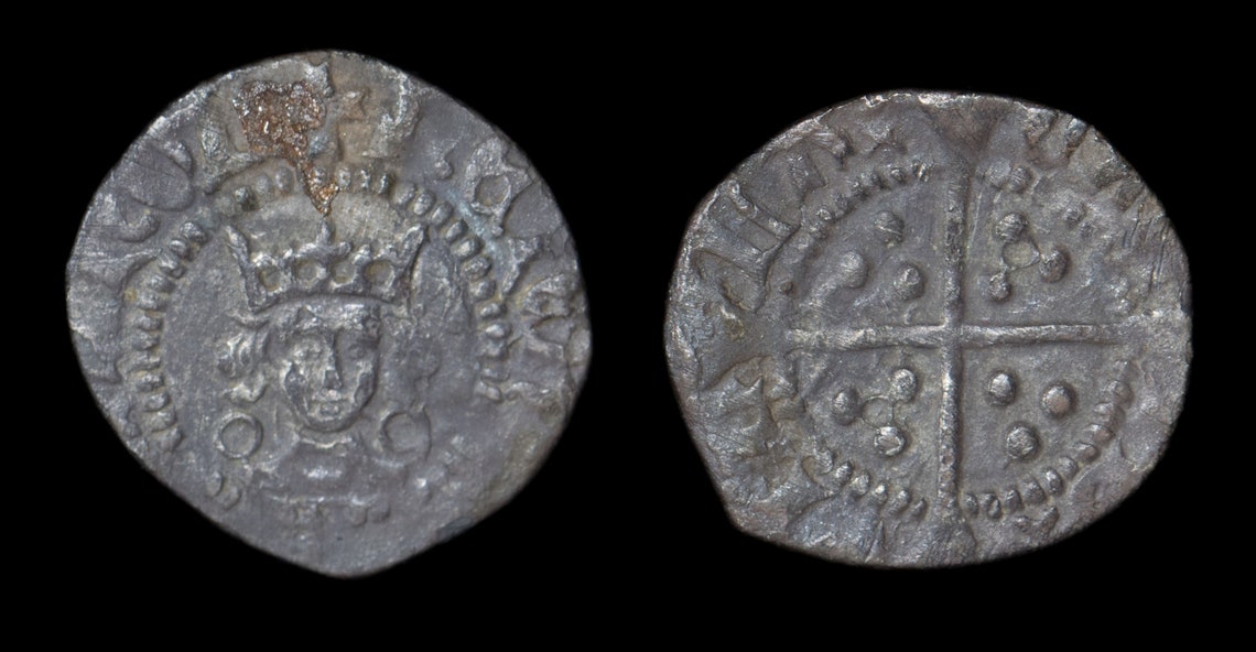 Medieval Antique Silver Coin. 1422 1430 King Henry VI Half Penny, War ...