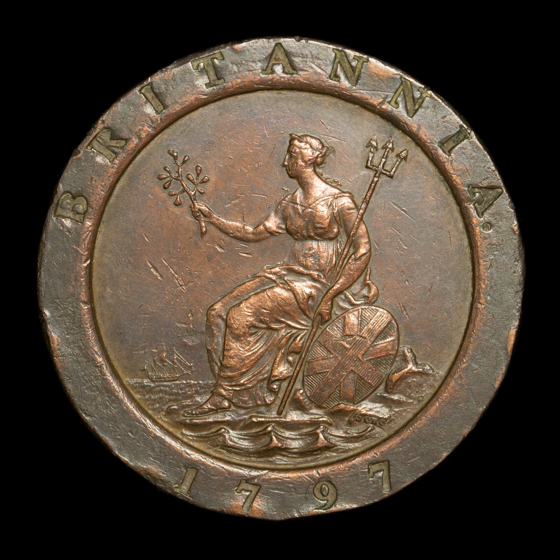 Old English Two Penny Coin 1797 King George III Copper Cartwheel ...