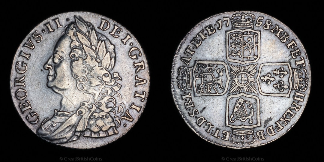 1758 King George II Silver Shilling Coin - Etsy