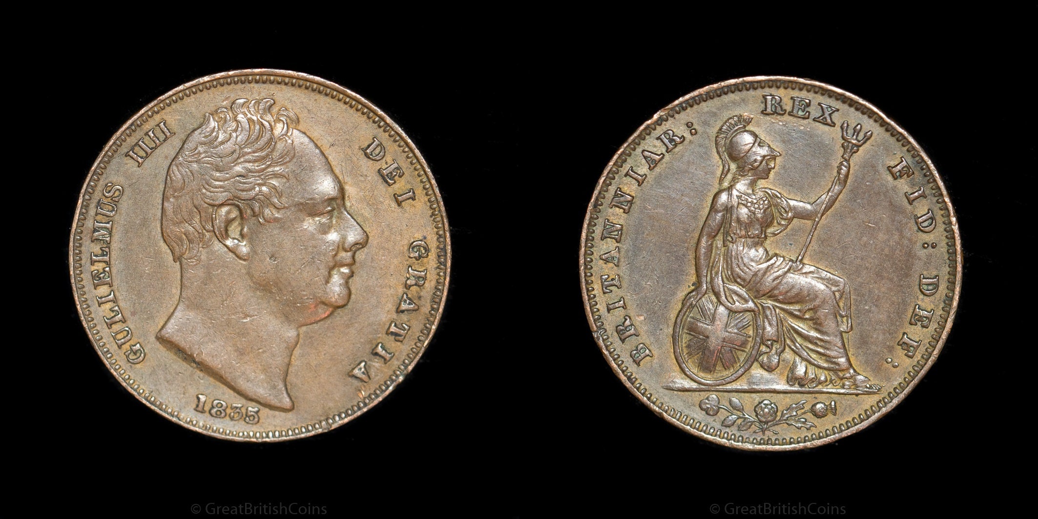 1835 King William IV Copper Farthing Coin, British Coins, History Gifts ...