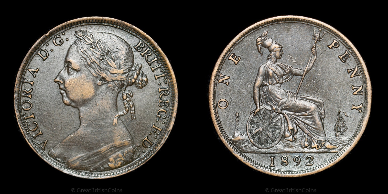 Queen Victoria Bronze Penny Coin 1892, Old British Coins, Victorian ...