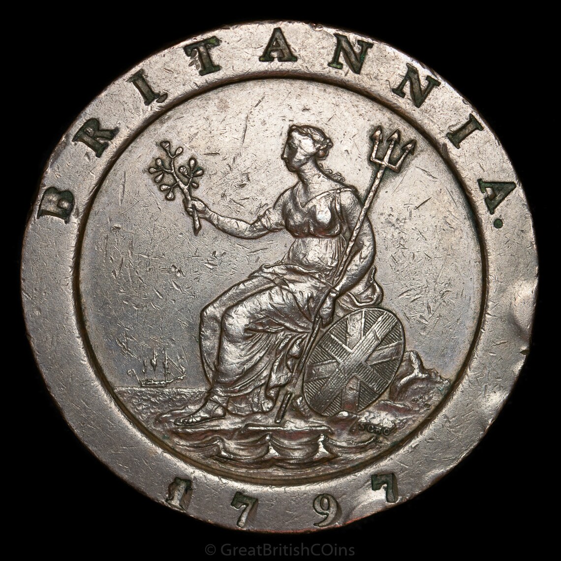 Old English Two Penny Coin 1797 King George III Copper Cartwheel ...