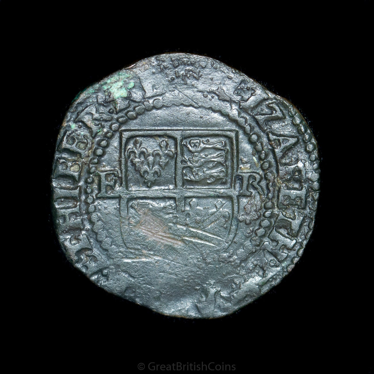 Irish Tudor Hammered Silver Penny Coin, Elizabeth I 1602, Old British ...