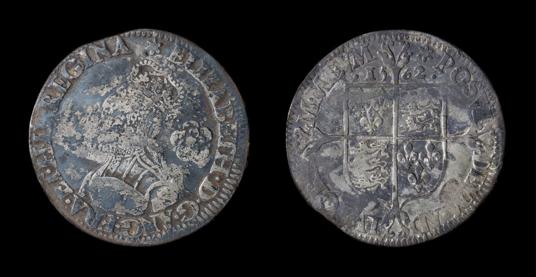 Tudor Coin Elizabeth I 1562 Milled Sixpence Silver Coin, Plain Dress ...