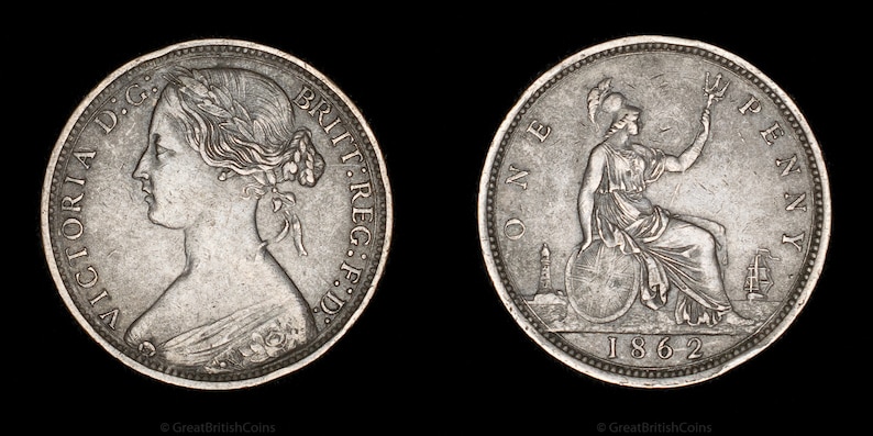 Queen Victoria Penny Coin 1862, Old British Coins, Victorian - Etsy