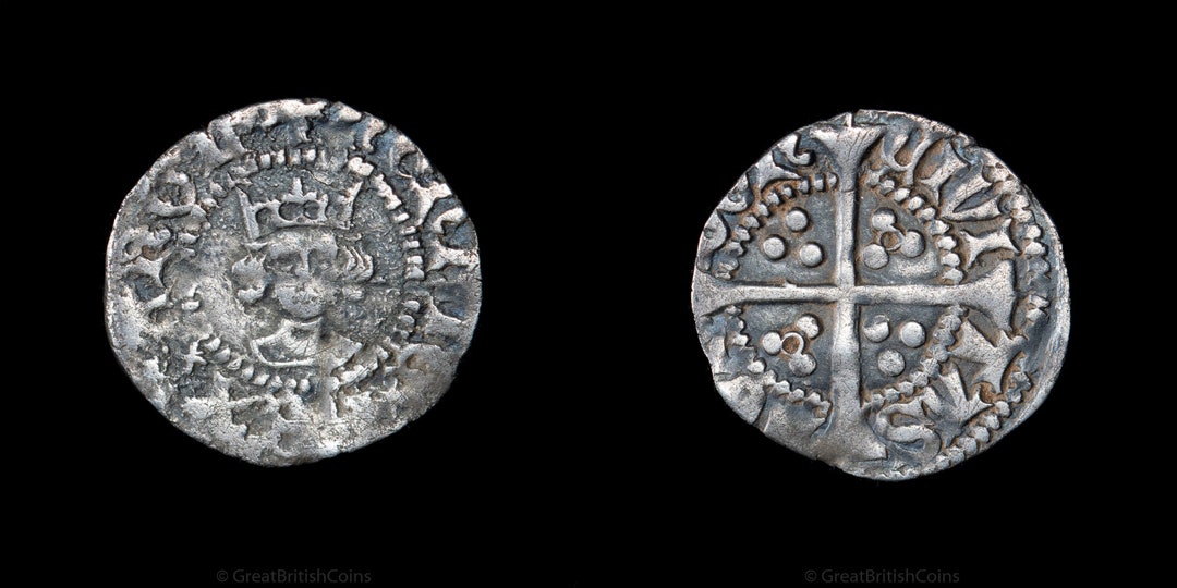 Medieval Silver Coin. 1422 - 1430 King Henry VI Half Penny, War of the ...