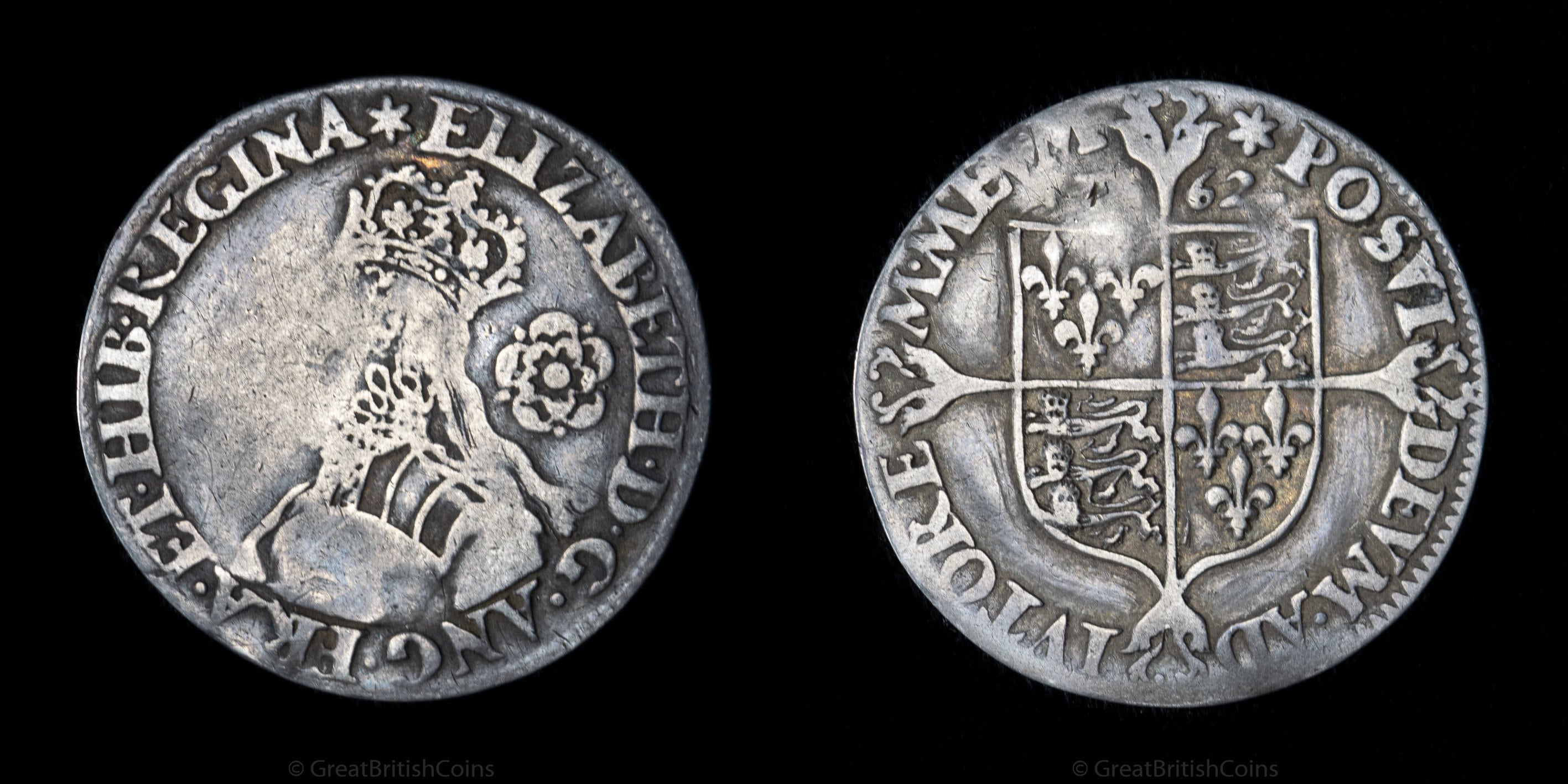 Tudor Coin Elizabeth I 1562 Milled Sixpence Silver Coin, Plain Dress ...