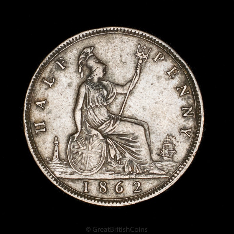 Queen Victoria Half-penny Coin 1862, Old British Coins, Victorian - Etsy