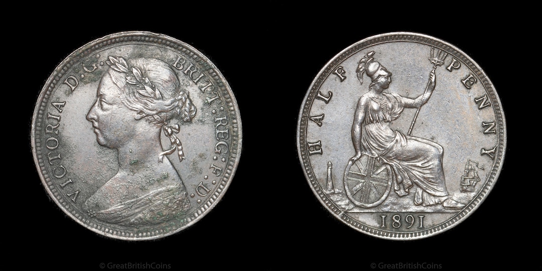 Queen Victoria 1891 Half Penny Coin, Old British Coins, Victorian - Etsy