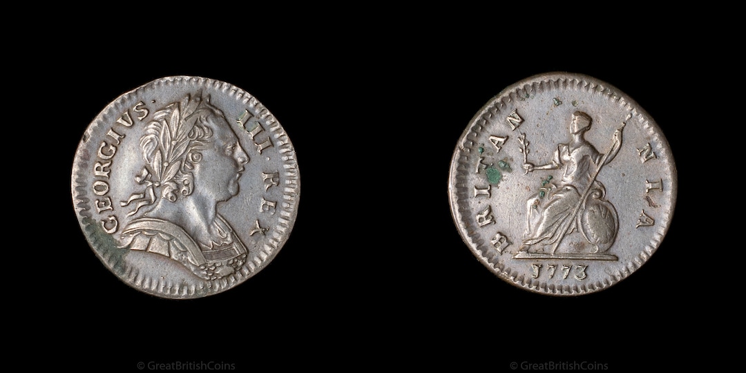 King George III Copper Farthing Coin 1773, British Coins - Etsy