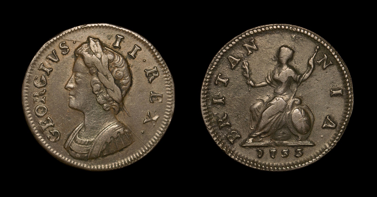 King George II Copper Farthing Coin 1733, British Coins - Etsy