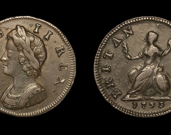 King George II Copper Farthing Coin 1733 British Coins - Etsy