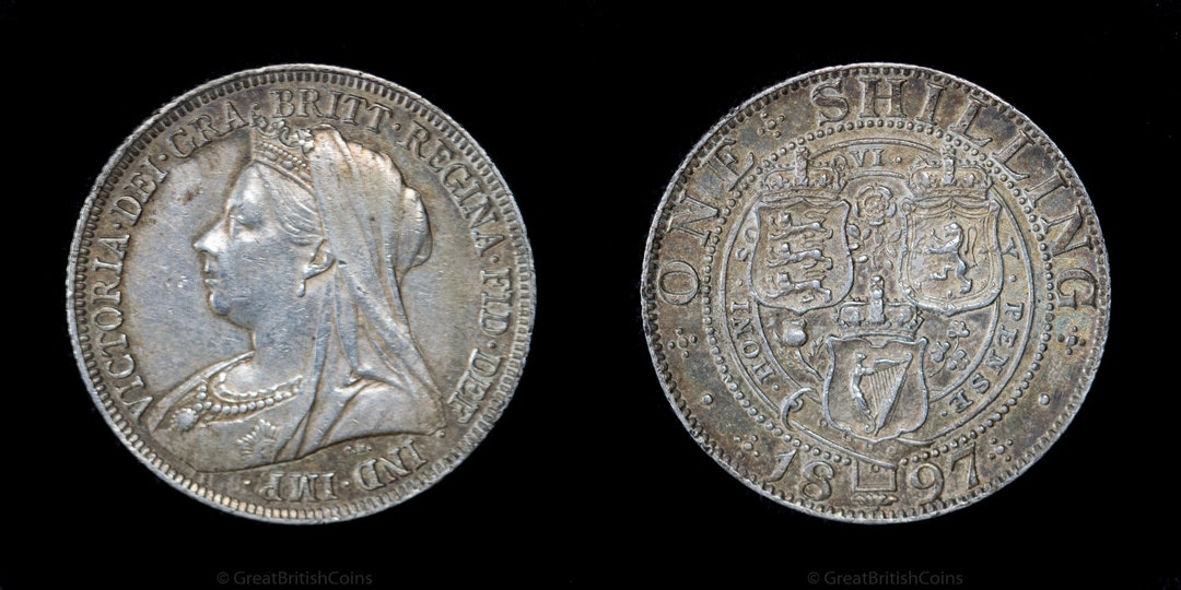 Queen Victoria Silver Shilling Coin 1897, Victorian, Antique British ...