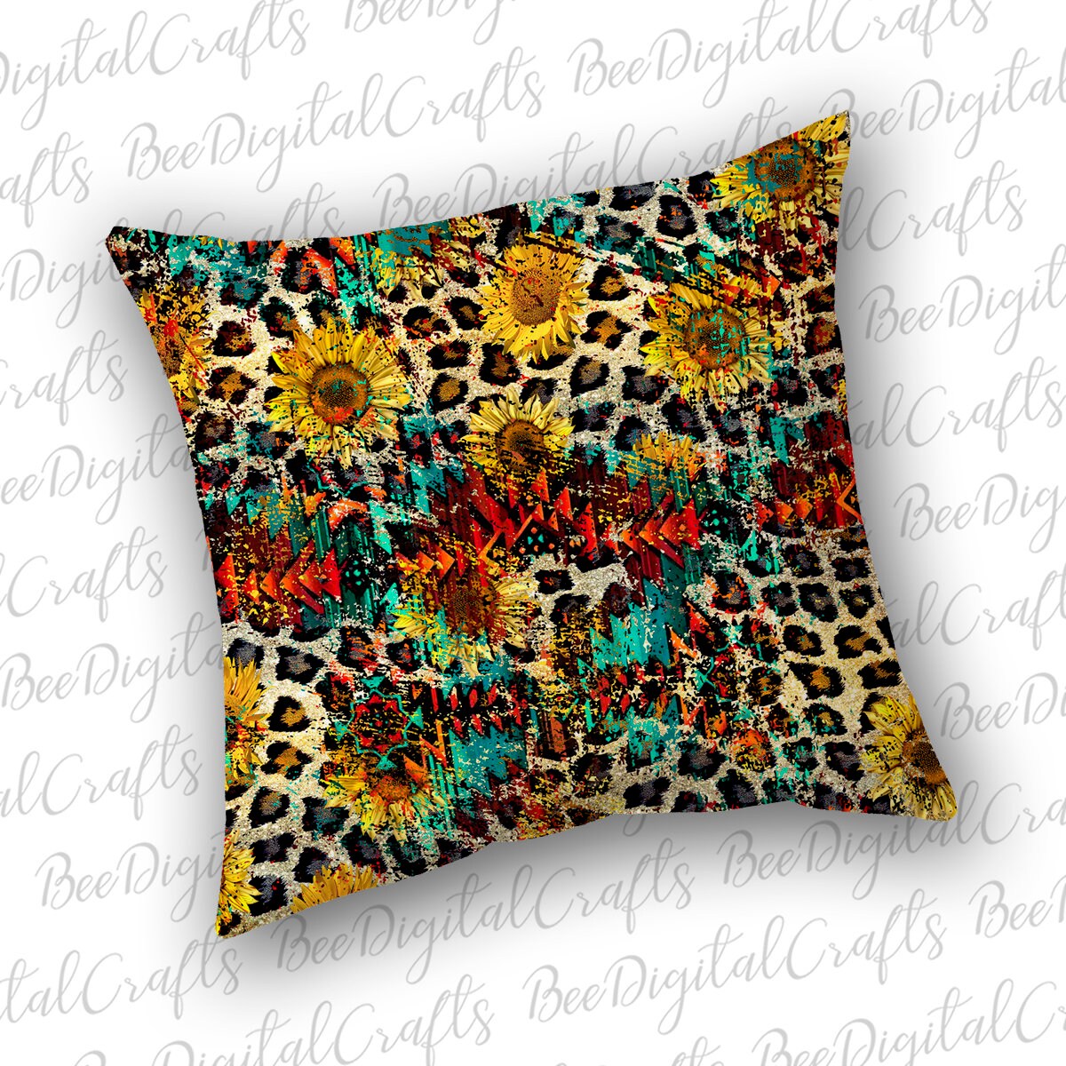 Aztec Leopard Print With Sunflower Sublimation Design Western - Etsy