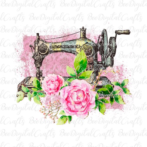 Watercolor Floral Sewing Machine Sublimation Design Downloads | Etsy