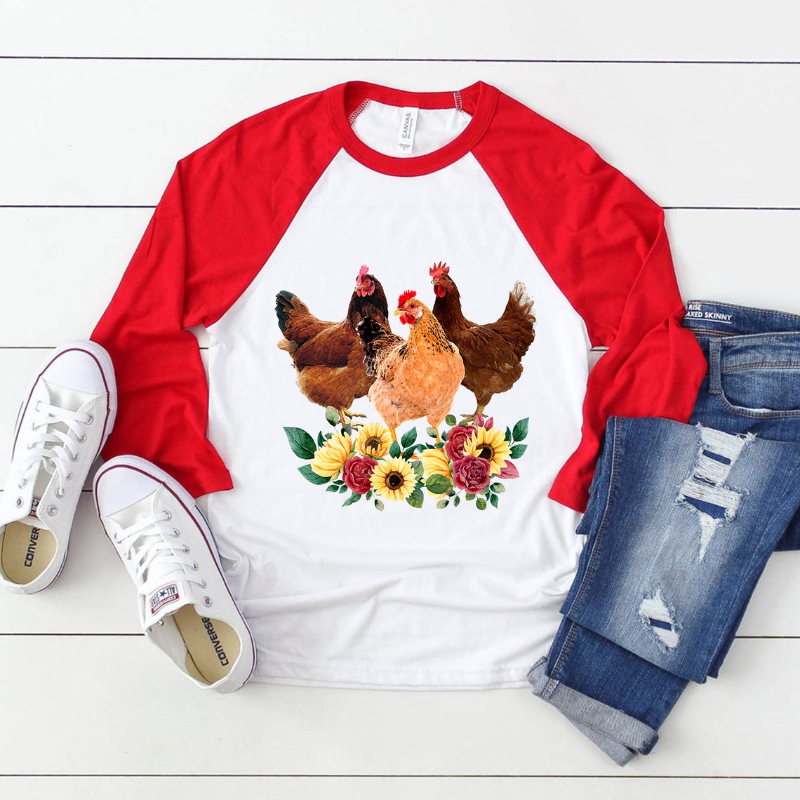 Chicken with flower sublimation design Farm animal in | Etsy