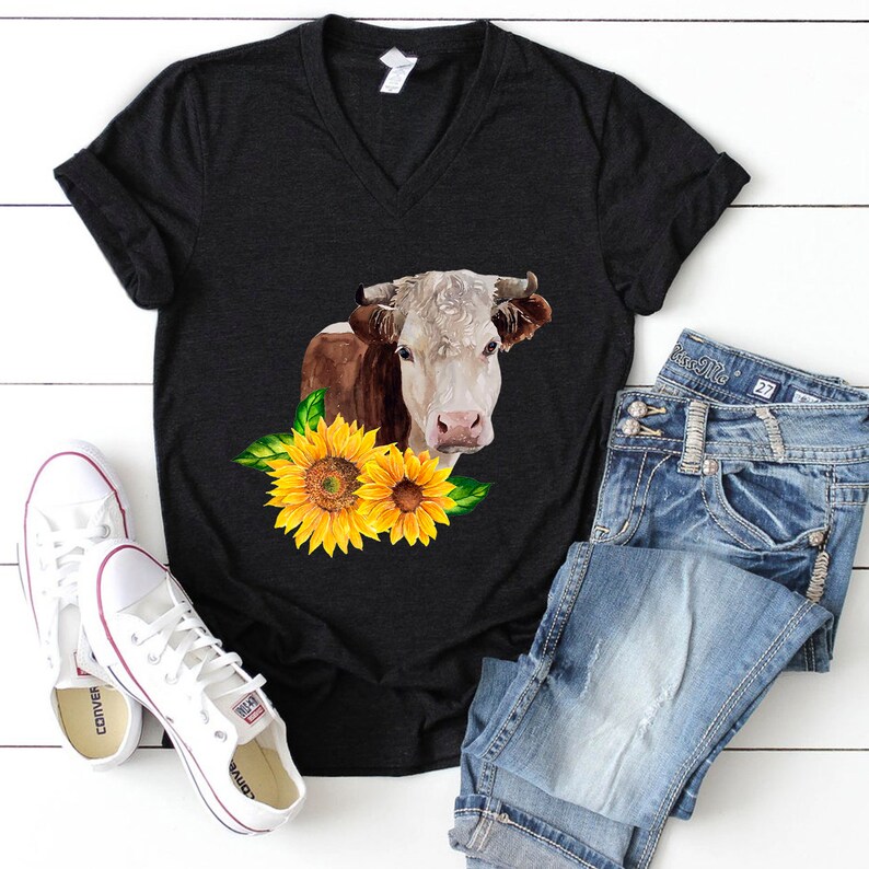 Cow With Sunflower PNG Download Farm Animal Sublimation Design - Etsy