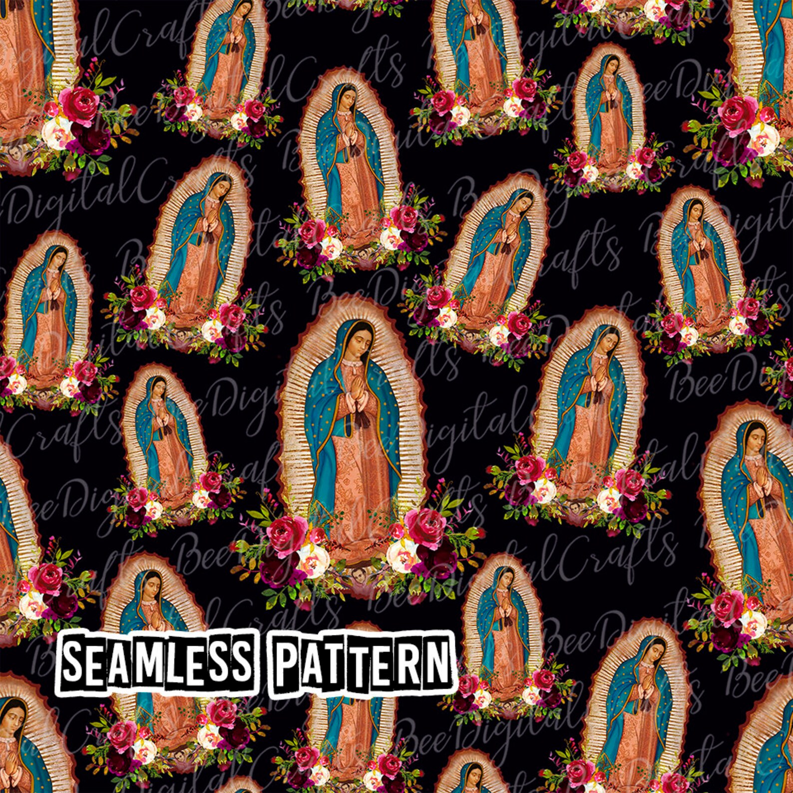 SEAMLESS Pattern Virgin Mary Our Lady of Guadalupe Digital - Etsy