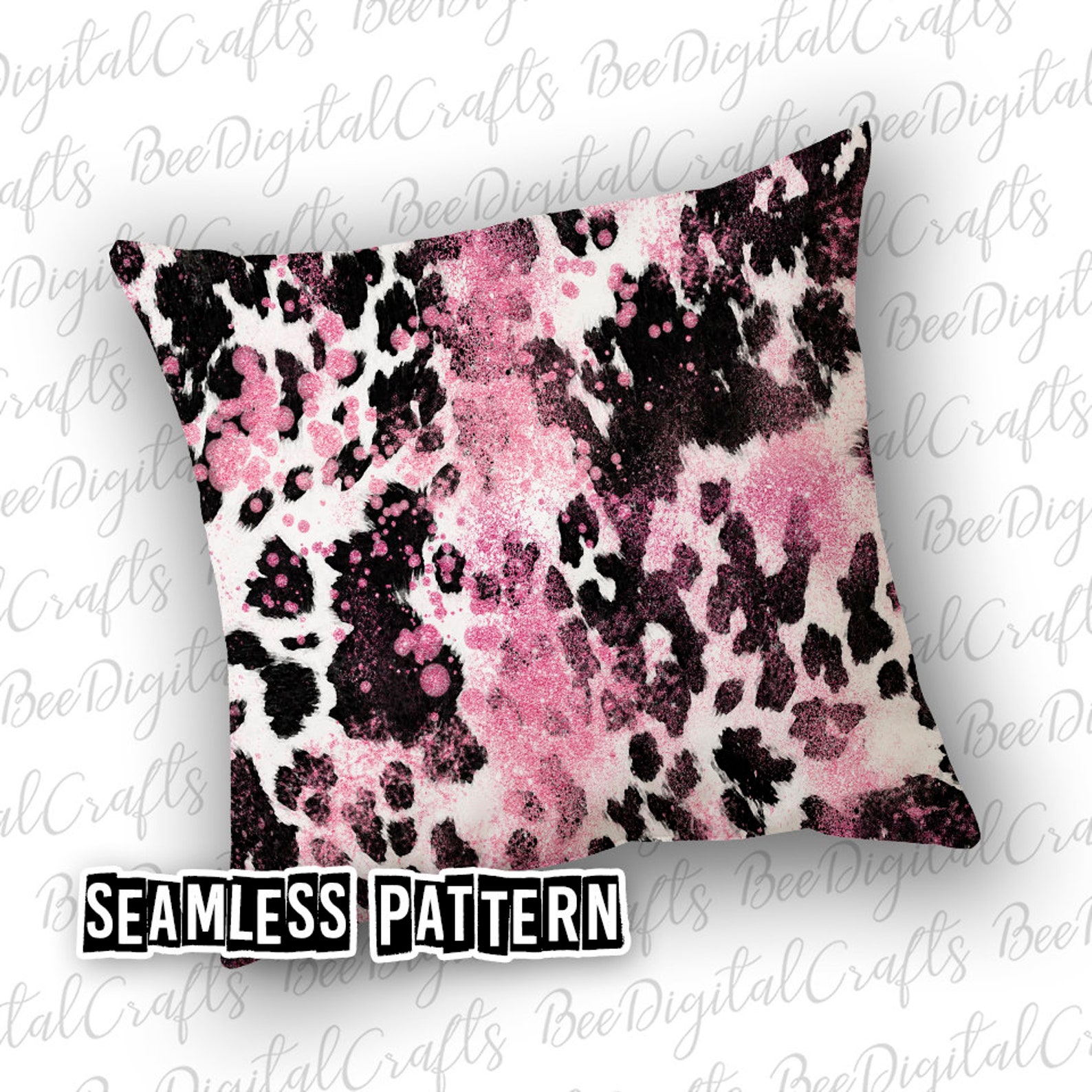 SEAMLESS Pattern Cowhide and Pink Glitter Western Digital - Etsy