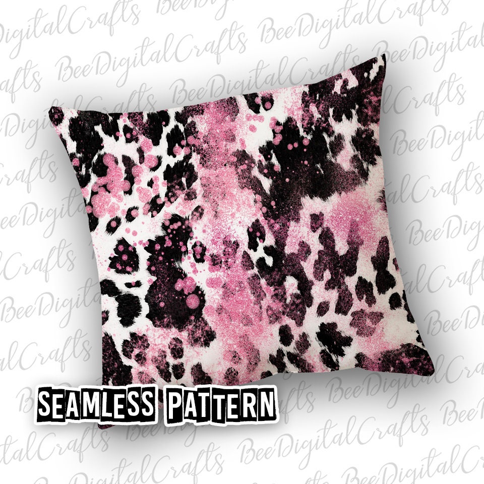 SEAMLESS Pattern Cowhide and Pink Glitter Western Digital - Etsy