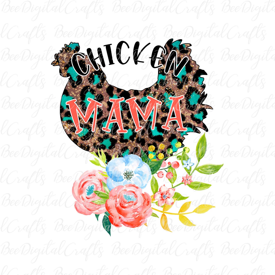 Chicken Mama Sublimation Design Floral Chicken PNG Digital - Etsy Canada