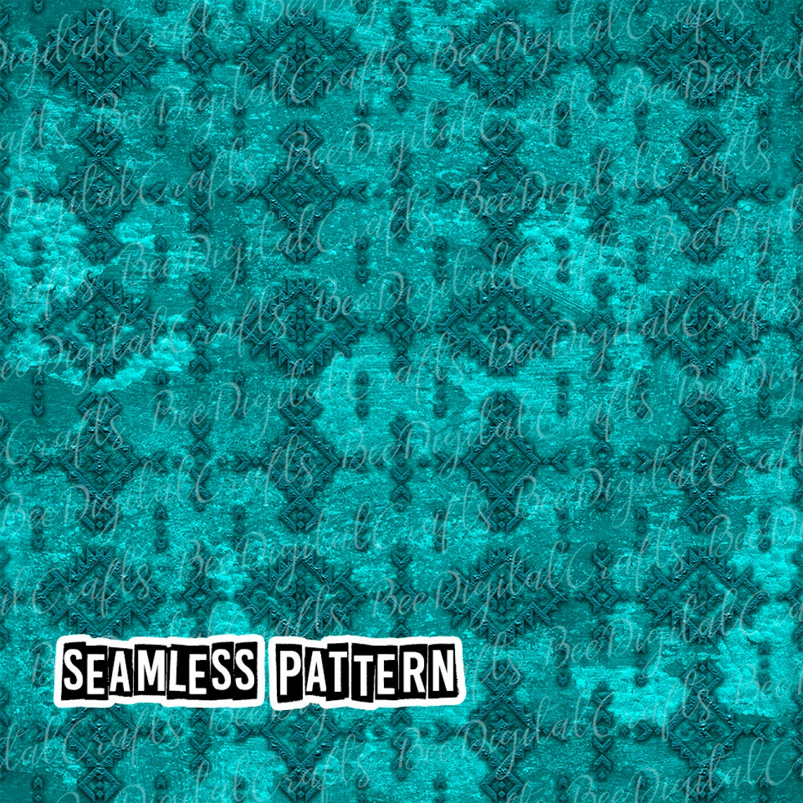 SEAMLESS Pattern Teal Aztec Tribal Design Western Digital - Etsy