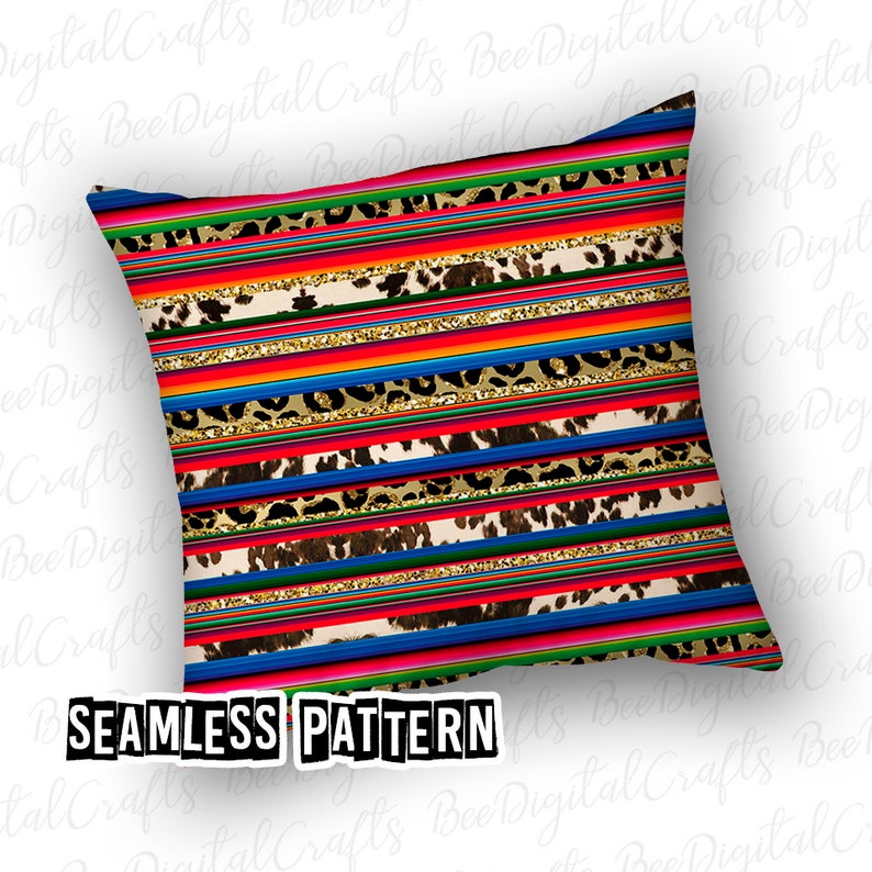 SEAMLESS Pattern Serape Leopard Cowhide Western Digital Fabric Design ...