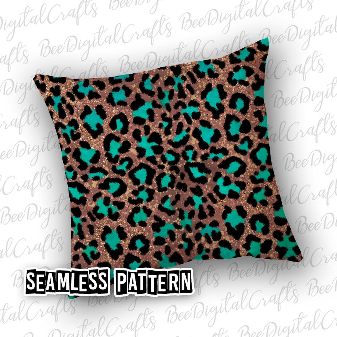 SEAMLESS Pattern Teal Leopard Western Digital Fabric Design - Etsy