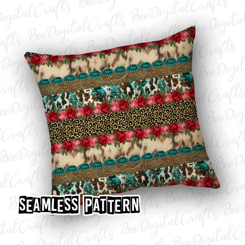 SEAMLESS Pattern Cowhide and Leopard Western Tooled Leather - Etsy