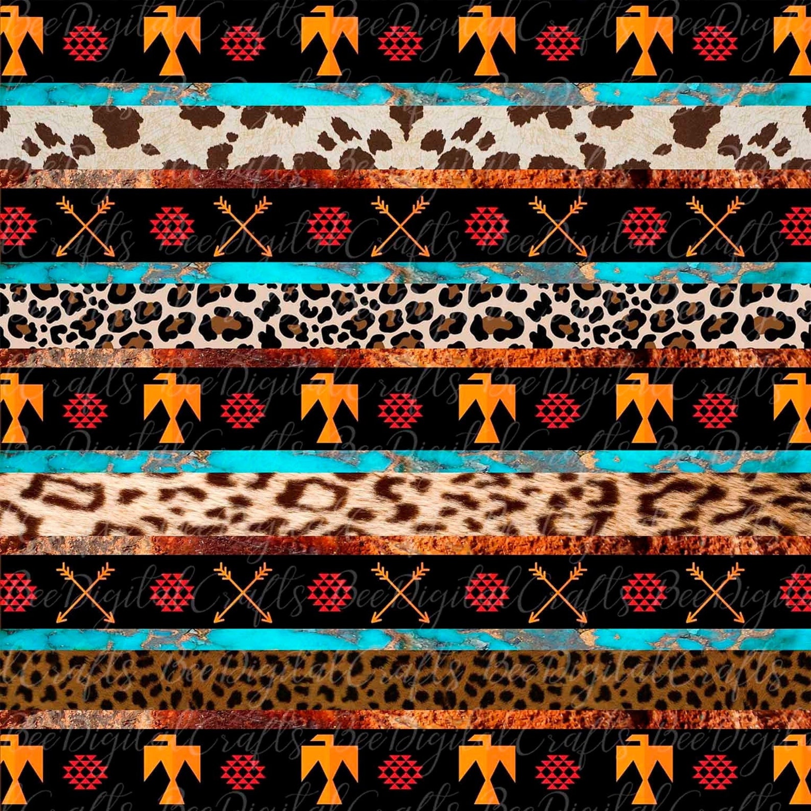 Aztec Free Bird Background JPEG Digital Prints Western Leopard - Etsy