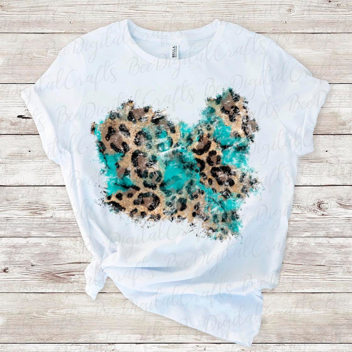 Turquoise and Leopard Patch Sublimation Design Western - Etsy
