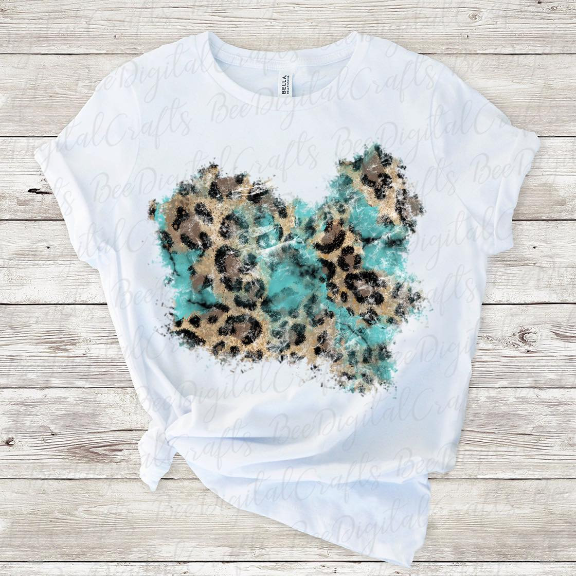 Turquoise and Leopard Patch Sublimation Design Western Background PNG ...