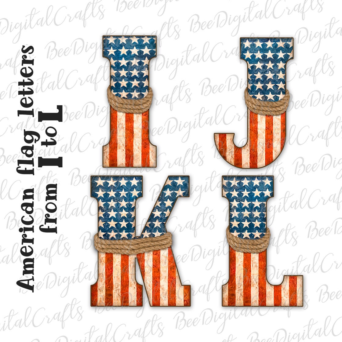 American Flag Letters PNG Download Patriotic Alphabet From I - Etsy