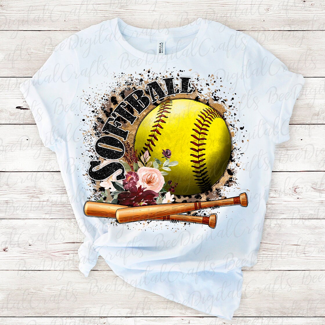Softball PNG Download Leopard Flowers Ball Sublimation Design Printable ...