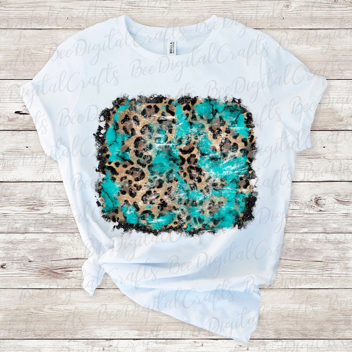 Leopard and Turquoise Background PNG Download Western | Etsy