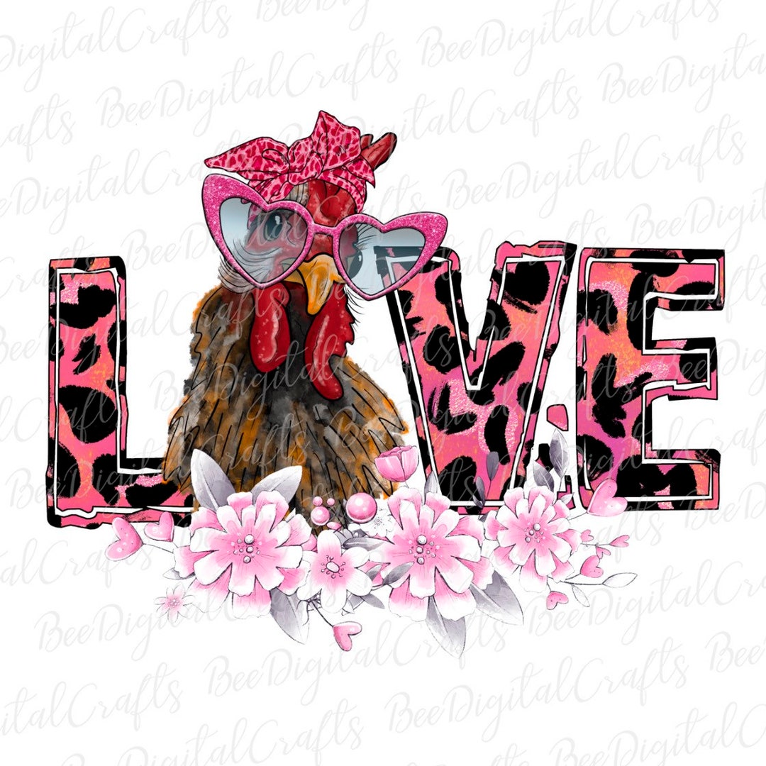 Leopard Love With Chicken PNG Download Valentine Farm Animal and Flower ...