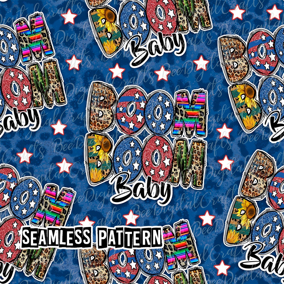 SEAMLESS Boom Boom Baby Design Navy Blue Leopard Digital - Etsy
