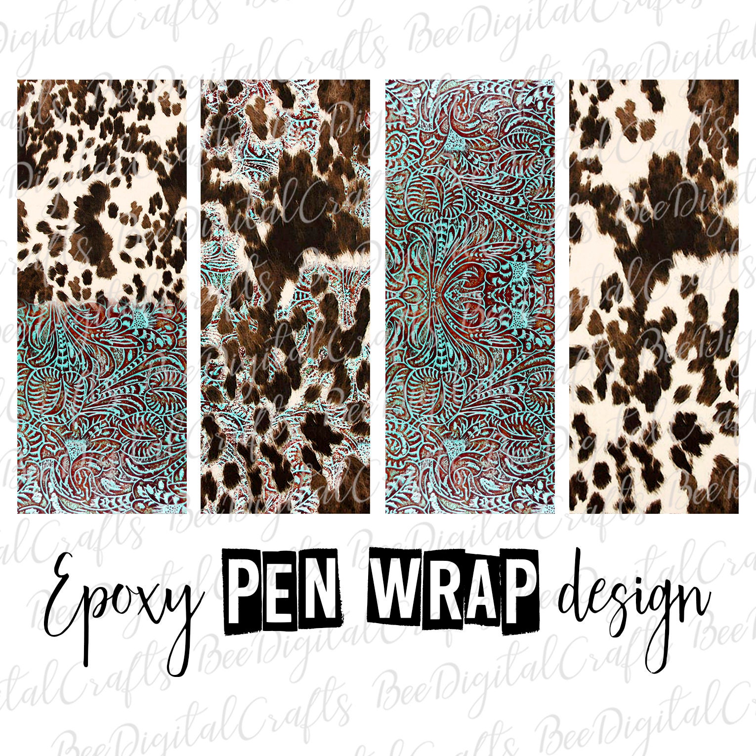 Cowhide and Tooled Leather Pen Wrap Template Cow Print Ink Joy | Etsy