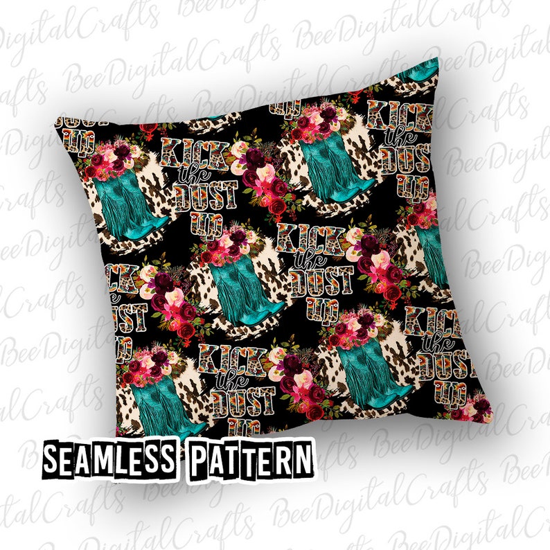 SEAMLESS Pattern Kick the Dust up Western Teal Boots Digital | Etsy