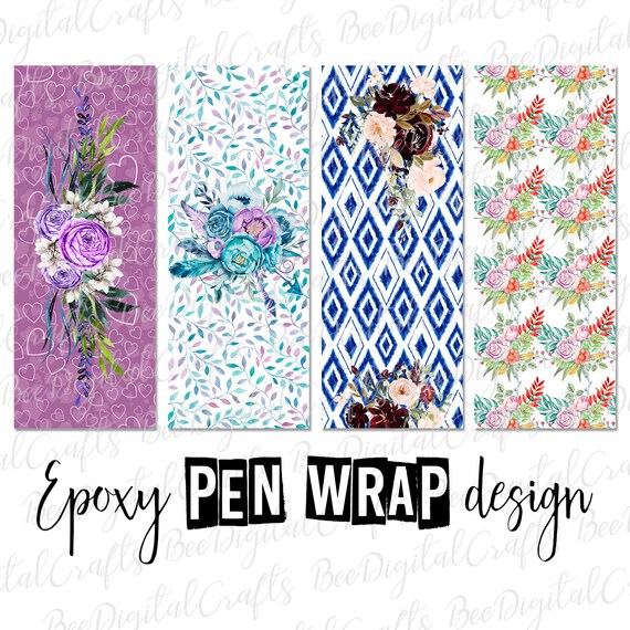 Flower Pen Wrap Template Heart and Geometric Ink Joy Wrap | Etsy
