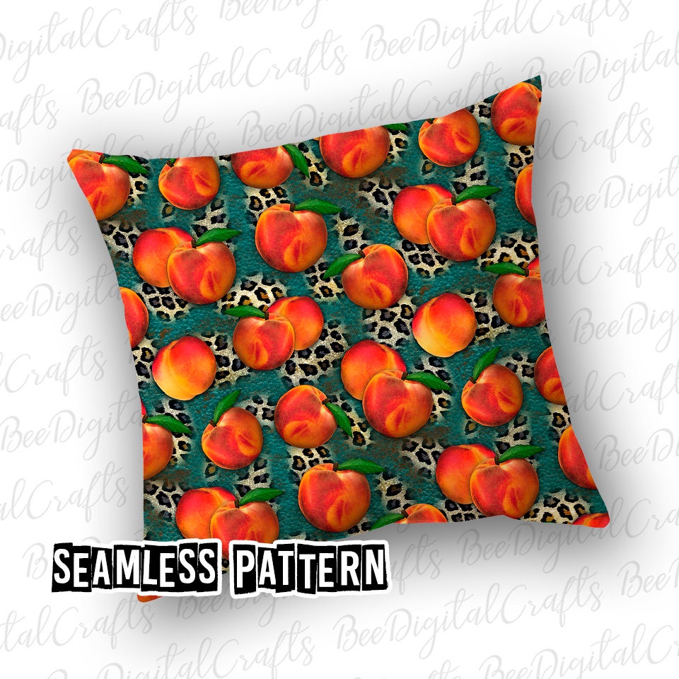 SEAMLESS Pattern Leopard Teal With Peach Western Rustic Digital Fabric ...