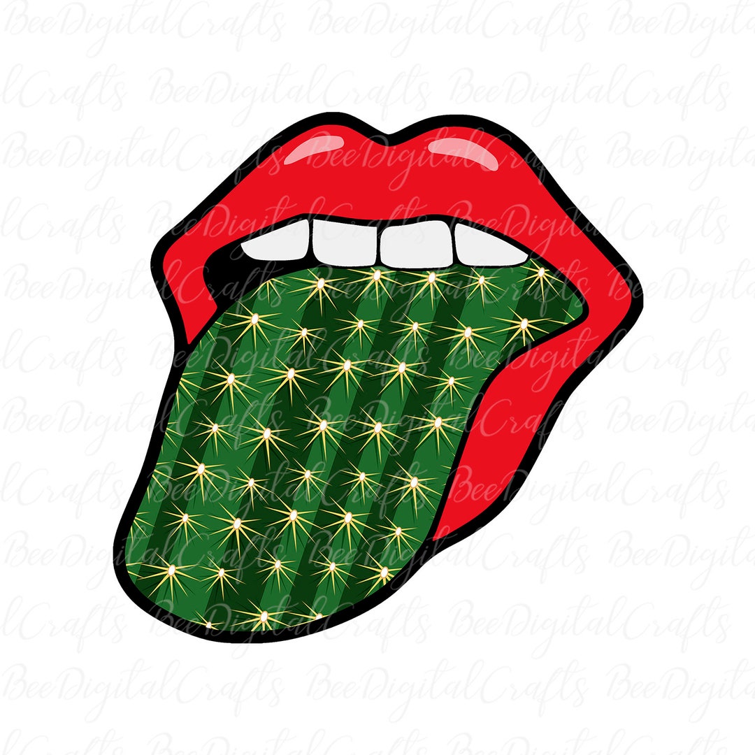 Red Lips and Cactus Tongue PNG Download Western Lips Sublimation Design ...